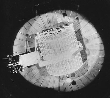 ESRO 1A in solar simulation at ESTeC